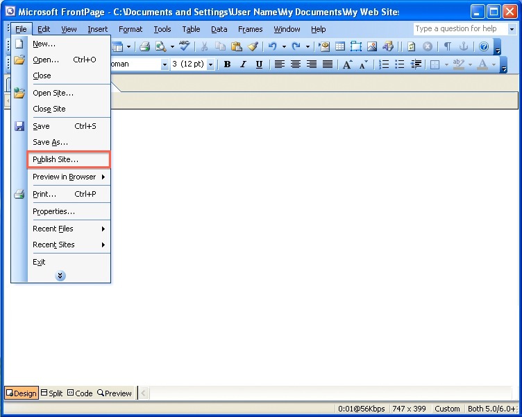 How to publish your site using FTP in FrontPage - Bluehost